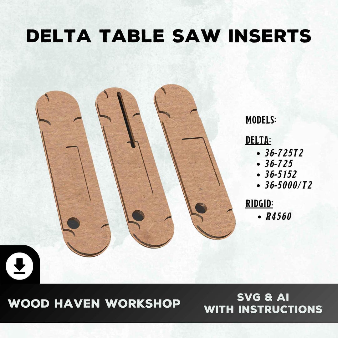 Delta Table Saw Insert File | CNC/SVG/AI File W/ Depths | Carbide ...