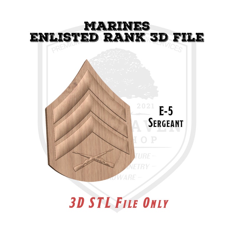 Marine Corps Enlisted Rank 3D File E-5 Sergeant Military Rank Insignia ...