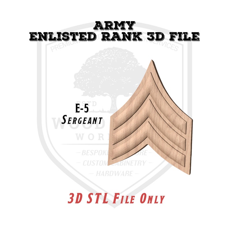 Army Enlisted Rank 3D File E-5 Sergeant Military Rank Insignia 3D ...