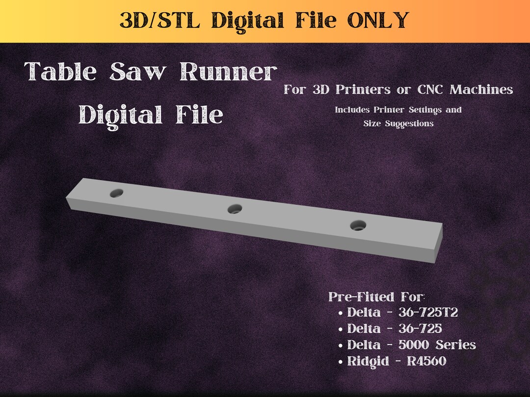 Table Saw T-runner 3D/STL File Pre-fitted for Delta/ridgid Table Saw 3D ...