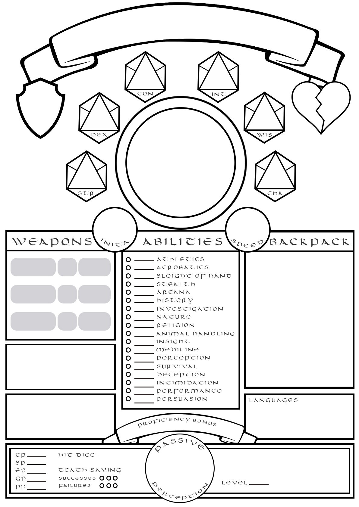 Printable Dungeons & Dragons Character Sheet | Etsy
