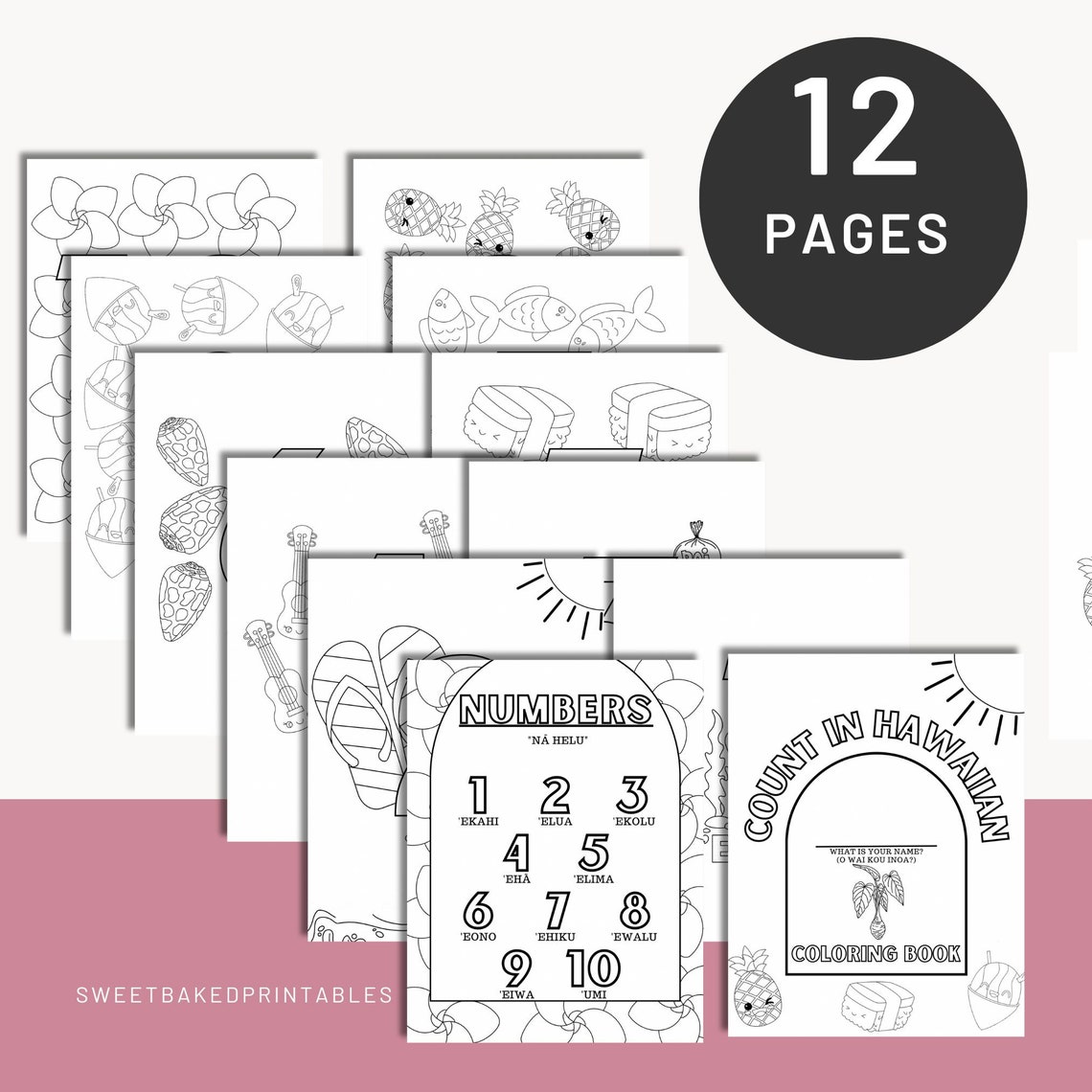 Count in Hawaiian Coloring Pages - Etsy