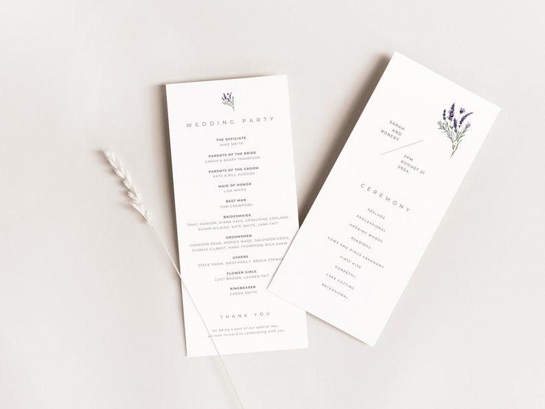 Classic, Elegant Wedding Program Template, Printable Canva Editable ...