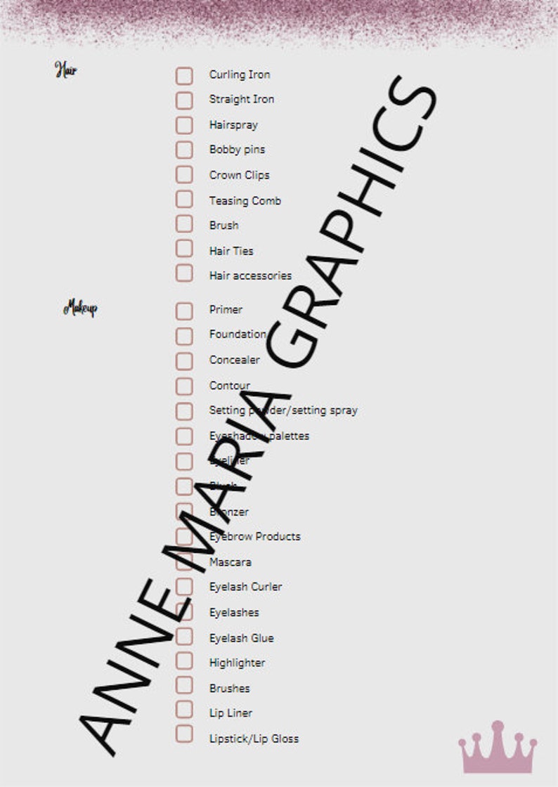 CUSTOM Pageant Packing Checklist (miss USA, Miss America, IAM) - Etsy