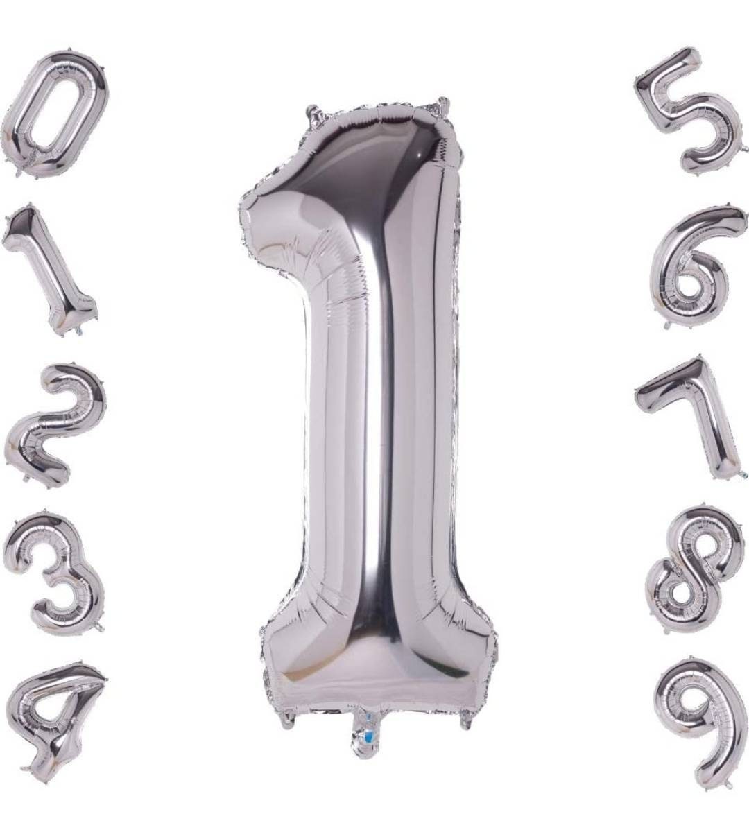 40" Silver Number Balloons, 0-9 Numbers, Party, Birthdays, Celebrations ...