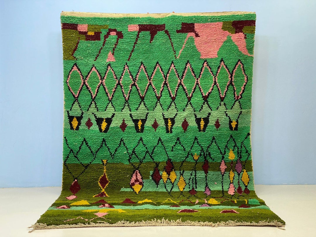 8x10 GREEN CUSTOM MOROCCAN Rug-5x7 Beni Ourain Rug-green Berber Rug ...
