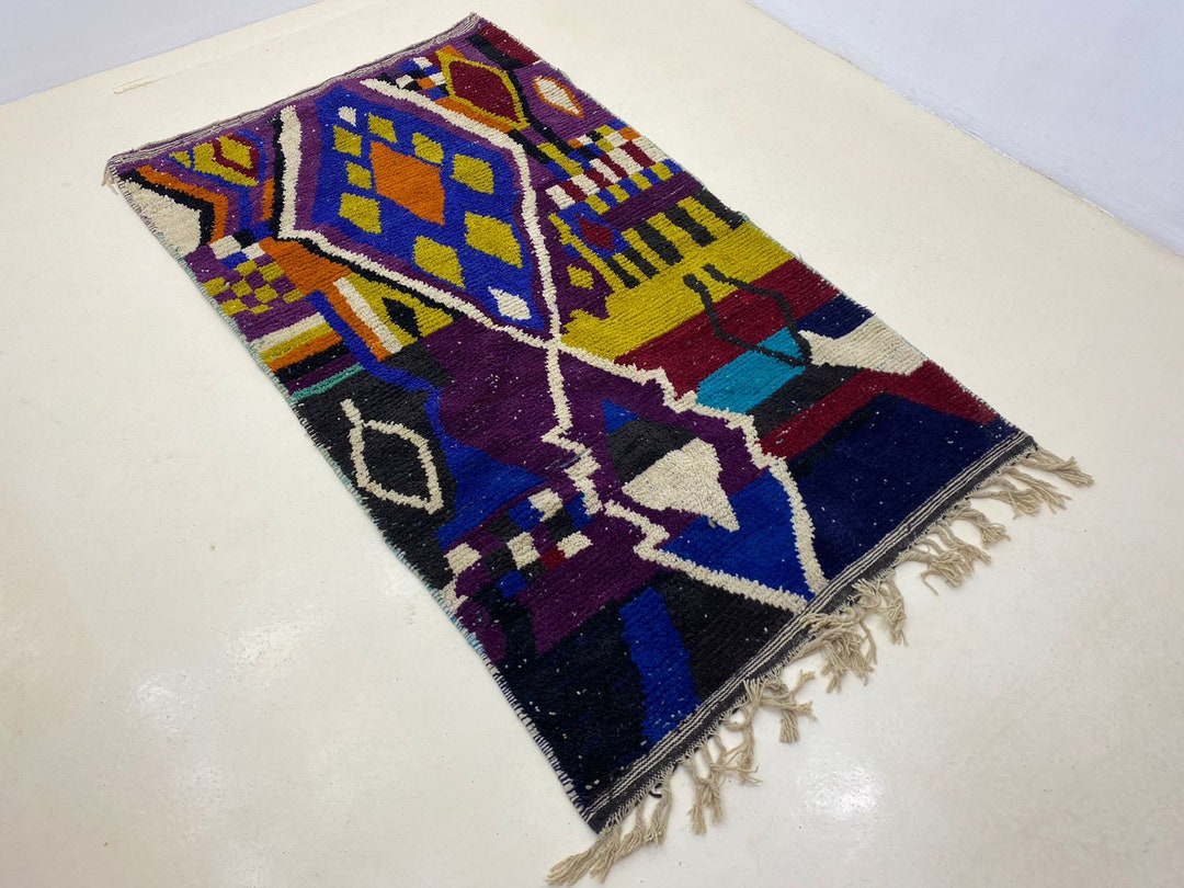 MOROCCAN WOOL Carpet-multi Colorful Large Custom Moroccan Rug-faulous ...