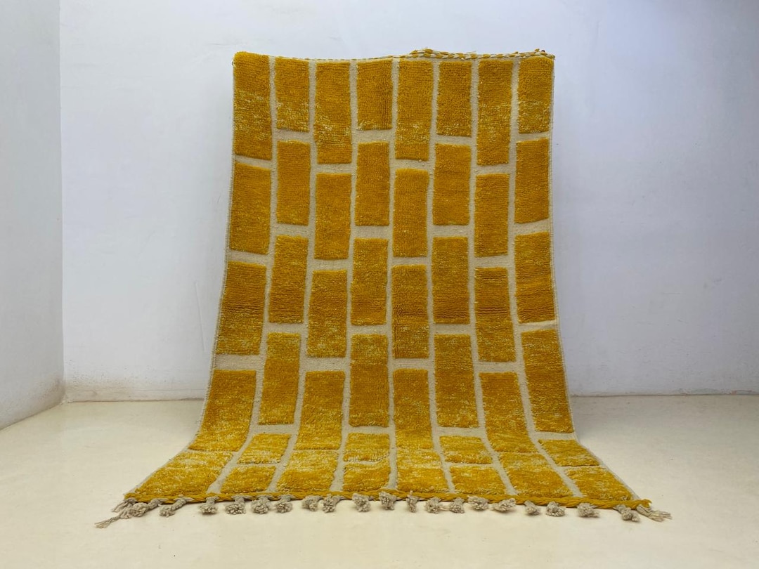 Boujaad Wool Carpet-yellow Moroccan Rug-kitchen Runner Rug-large Custom ...