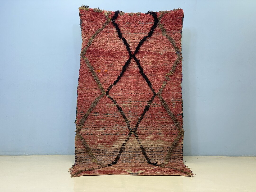 70s Retro Wool Rug 8.1x4.2 Ft-moroccan Wool Carpet-geometric Vintage ...