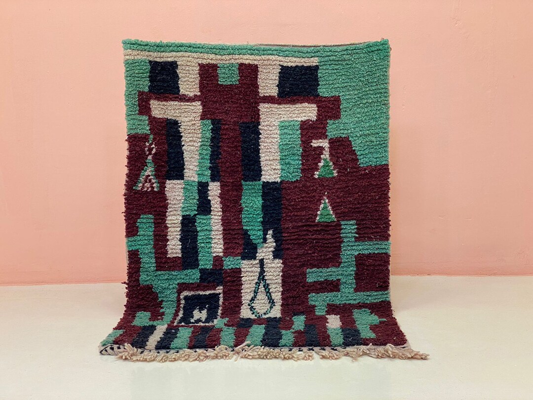 Rug for Living Room-green Berber Carpet-morrocan Wool Carpet-geometric ...