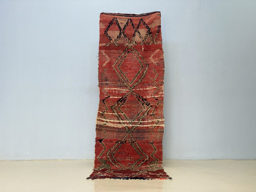 Hallway Berber Runner Rug 7.9x2.5 Ft-red Beni Ourain Rug-vintage Runner ...