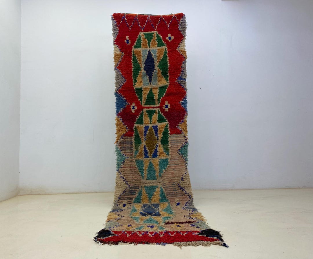 Long Narrow Runner 10.1x2.5 Ft- Hallway Runner- Geometric Vintage ...