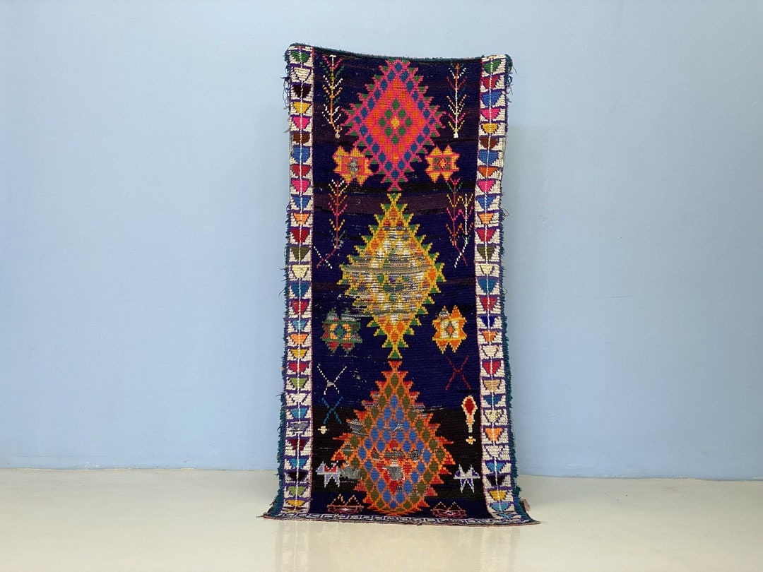 Artistic Vintage Rug 6.5x3 Ft-colorful Vintage Rug-geometric Vintage ...