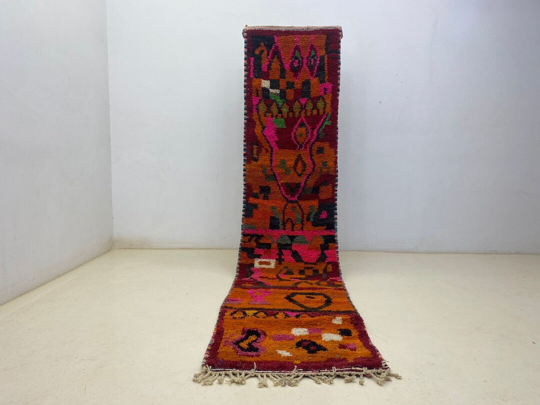 2x12 Orange Beni Ourain Runner-geometric Custom Runner-fabulous Custom ...