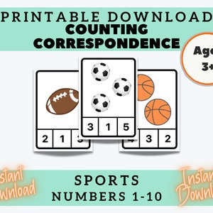Sports Counting Flashcards for Toddlers, Prechool, Pre-k, Educational ...
