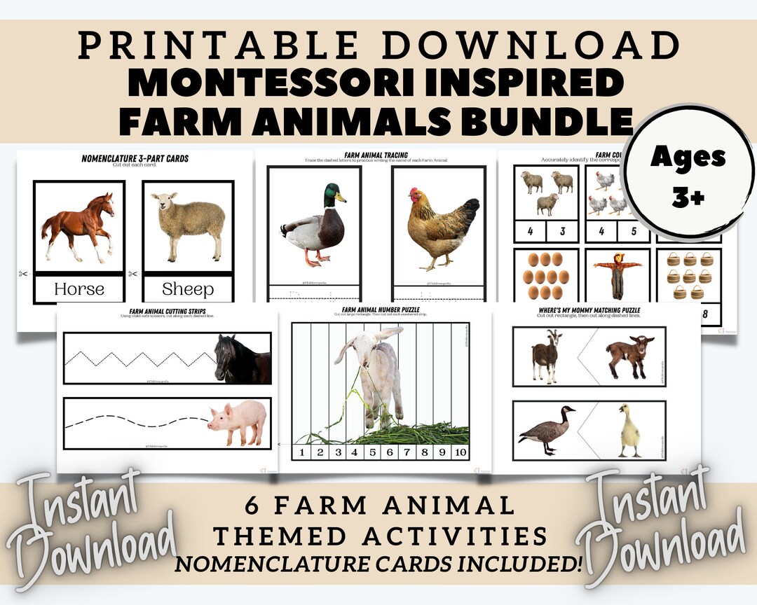 Montessori Inspired, Farm Animal Activity Bundle, for Toddlers ...