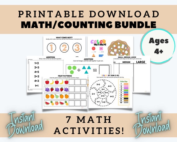Math/counting Bundle for Pre-k Kindergarten Printable | Etsy
