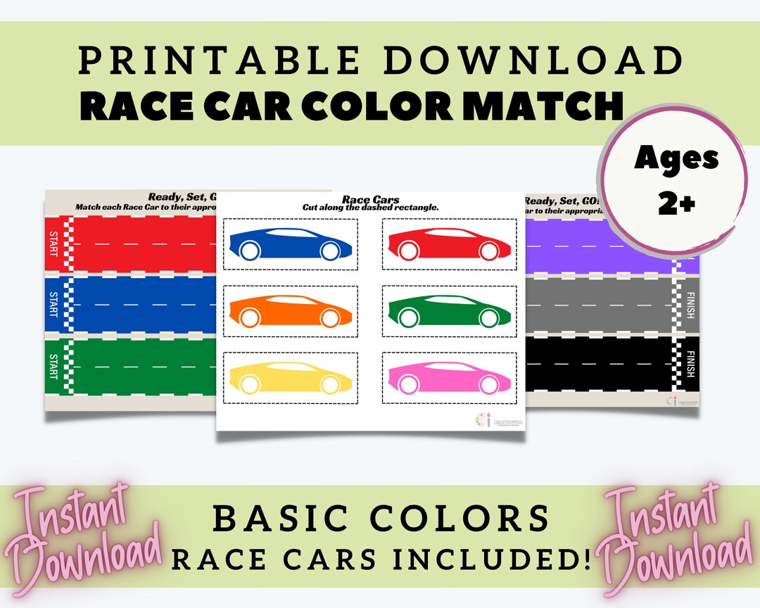 Race Car Color Match for Toddlers, Preschool, Pre-k, Kindgarten ...