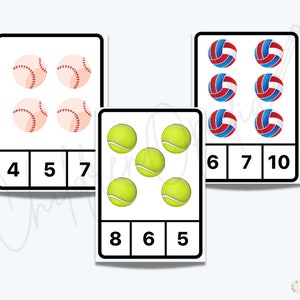Sports Counting Flashcards for Toddlers, Prechool, Pre-k, Educational ...