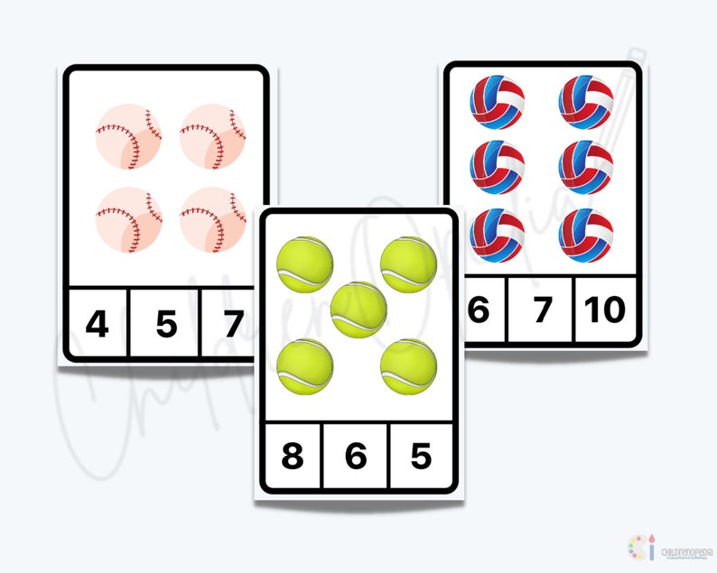 Sports Counting Flashcards for Toddlers, Prechool, Pre-k, Educational ...