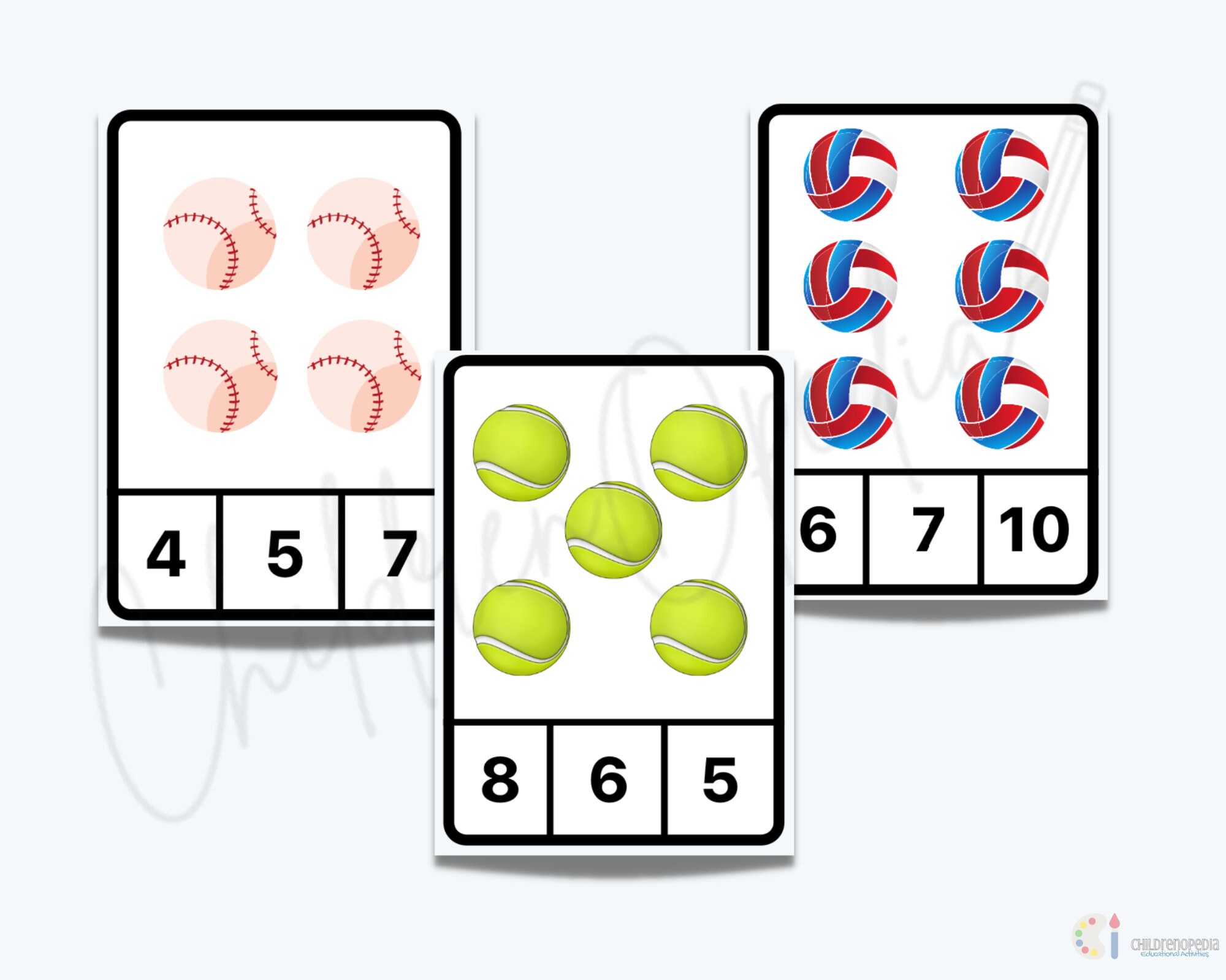 Sports Counting Flashcards for Toddlers, Prechool, Pre-k, Educational ...