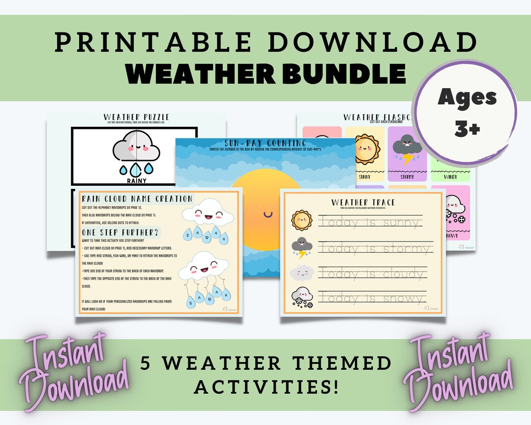 All About Weather Bundle, for Toddlers, Preschool, Pre-k, Kindergarten ...