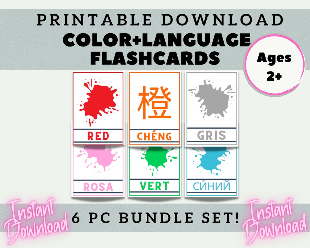 Color+language Flashcards for Toddlers,preschoolers, Pre-k, Educational ...