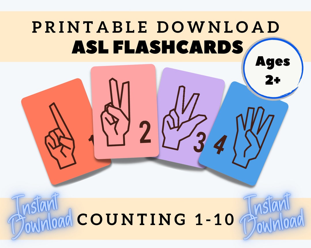 ASL Counting Flashcards for Toddlers, Preschoolers, and Pre-k ...