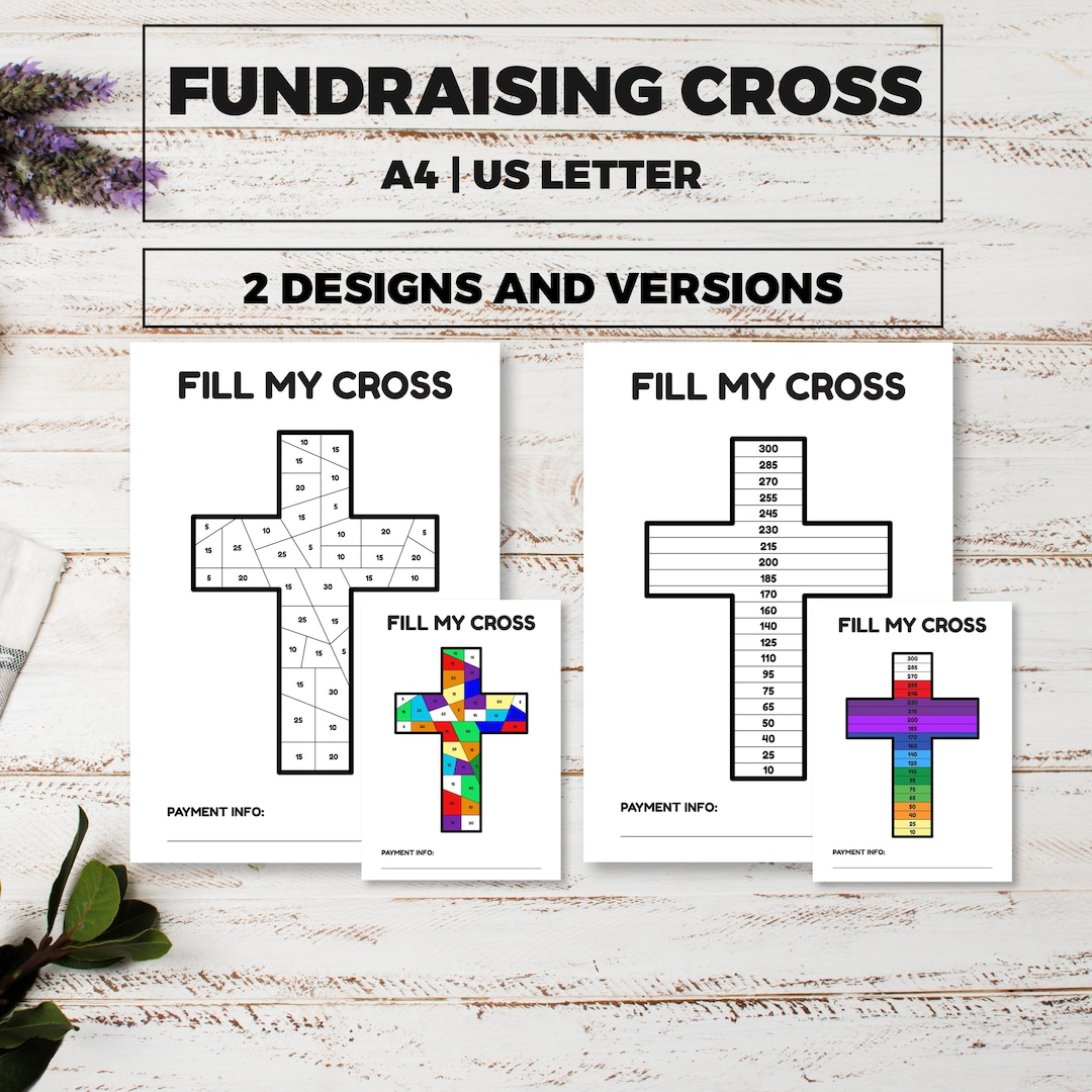 Printable Fundraising Cross for Nonprofit, Fundraising Goal Cross, Fill ...