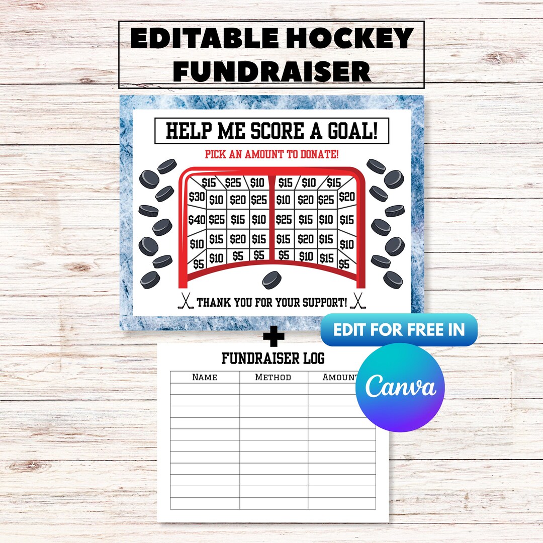 Editable Hockey Fundraiser, Ice Hockey Donations, Pick a Date to Donate ...