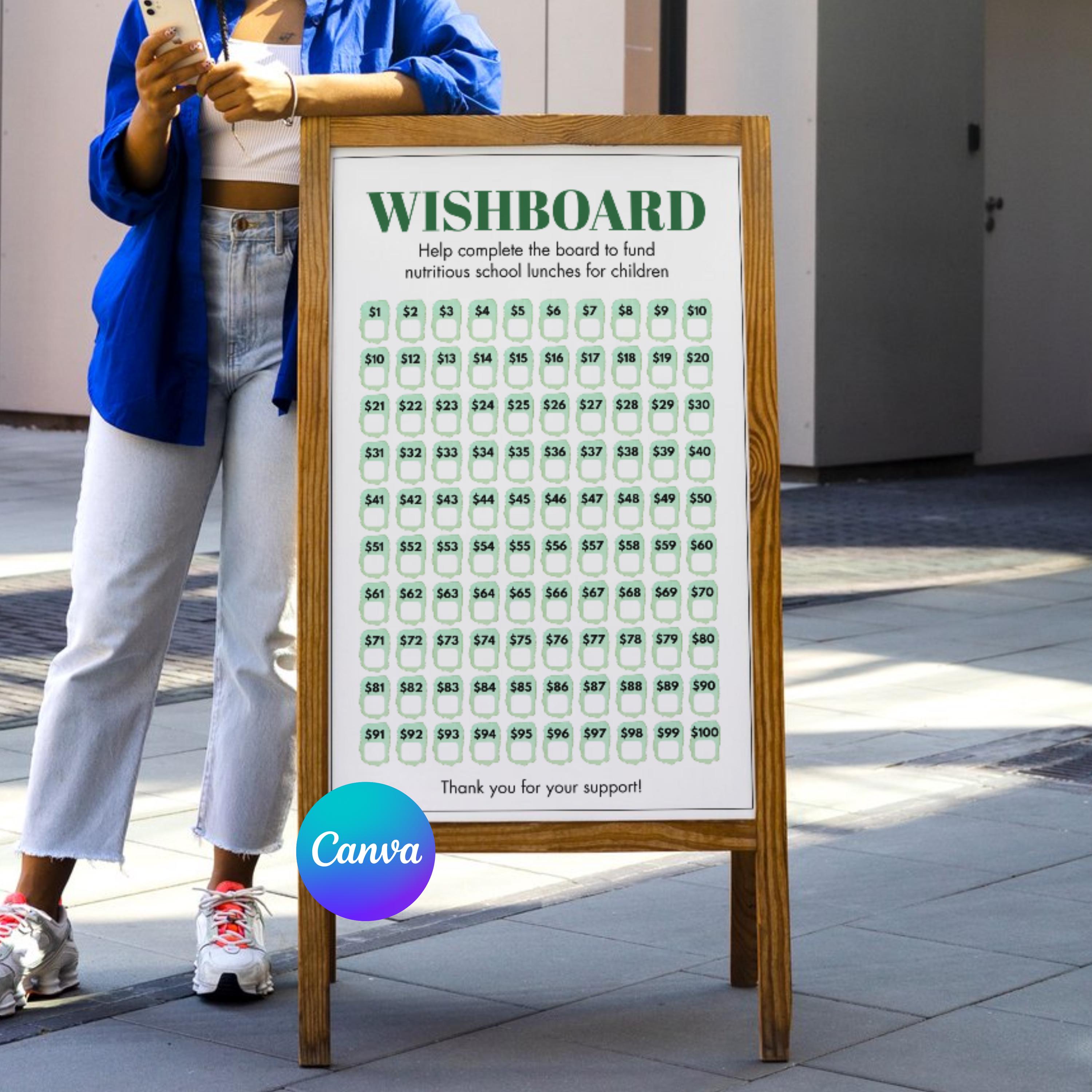 Editable Wish Board Fundraiser 11x17 Inches Small Poster, School Event ...