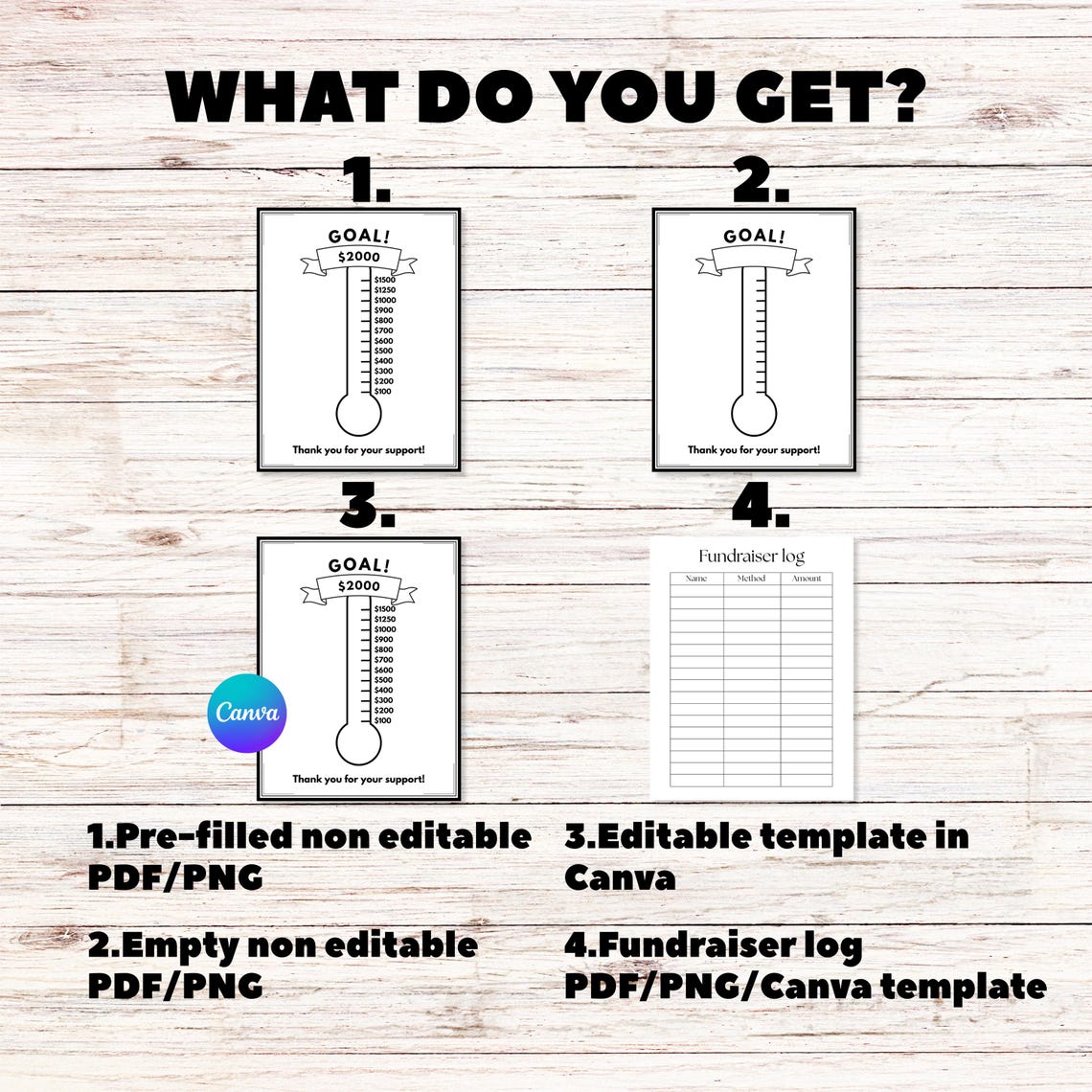 Editable Fundraising Thermometer for Nonprofit Fundraiser Tracker ...
