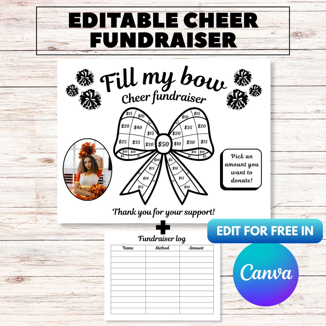 Editable Cheer Fundraiser, Fill My Bow Fundraiser, Cheerleader ...