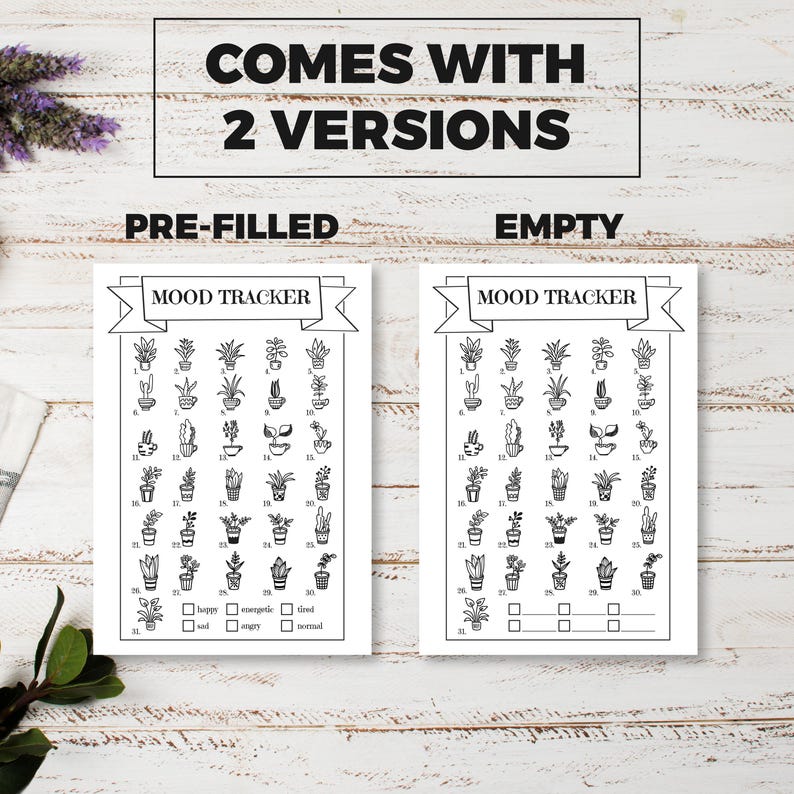Plant Mood Tracker PRINTABLE Journal Page Feelings Tracker Planner Page ...
