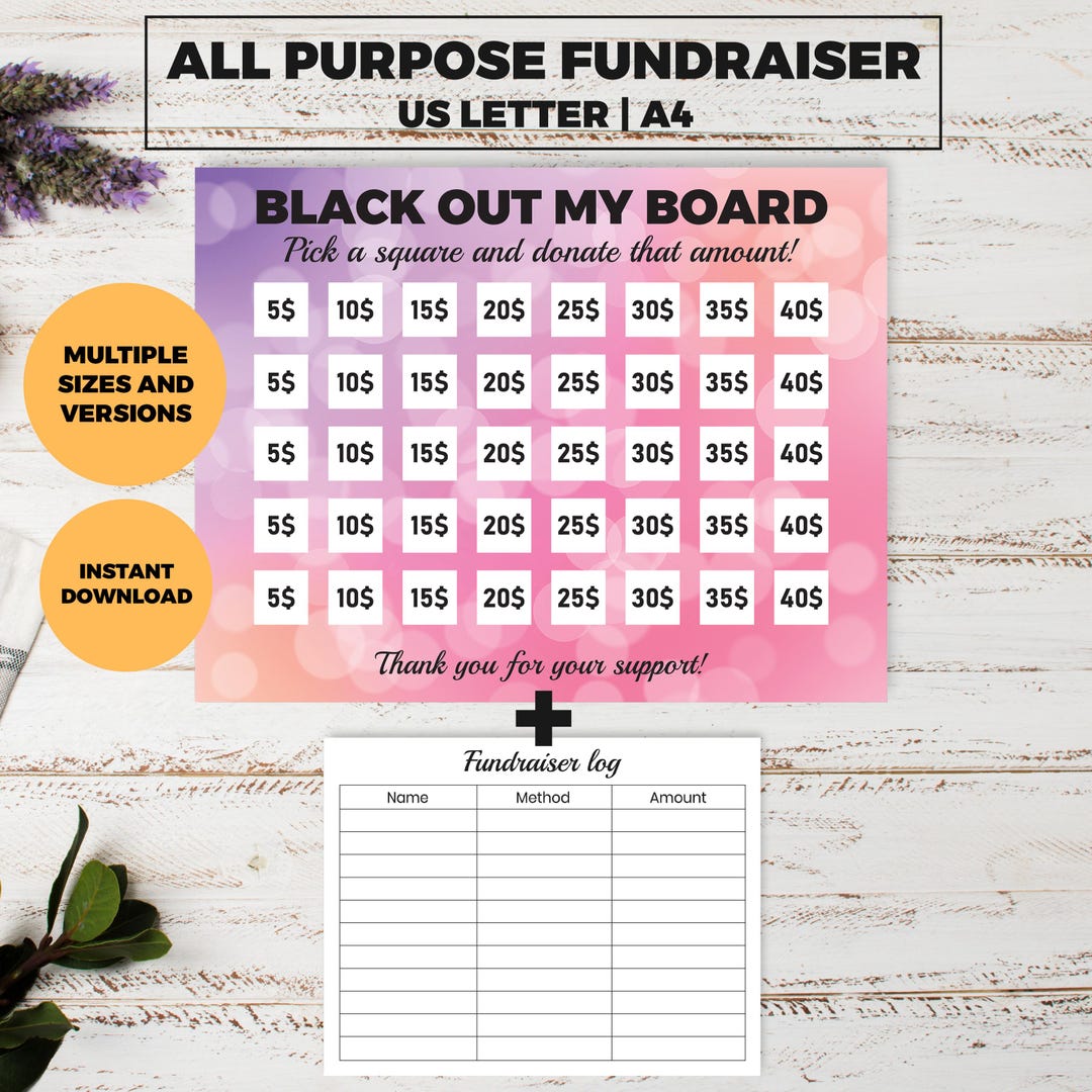 All Purpose Fundraiser, Black Out My Board, Pick a Date to Donate ...