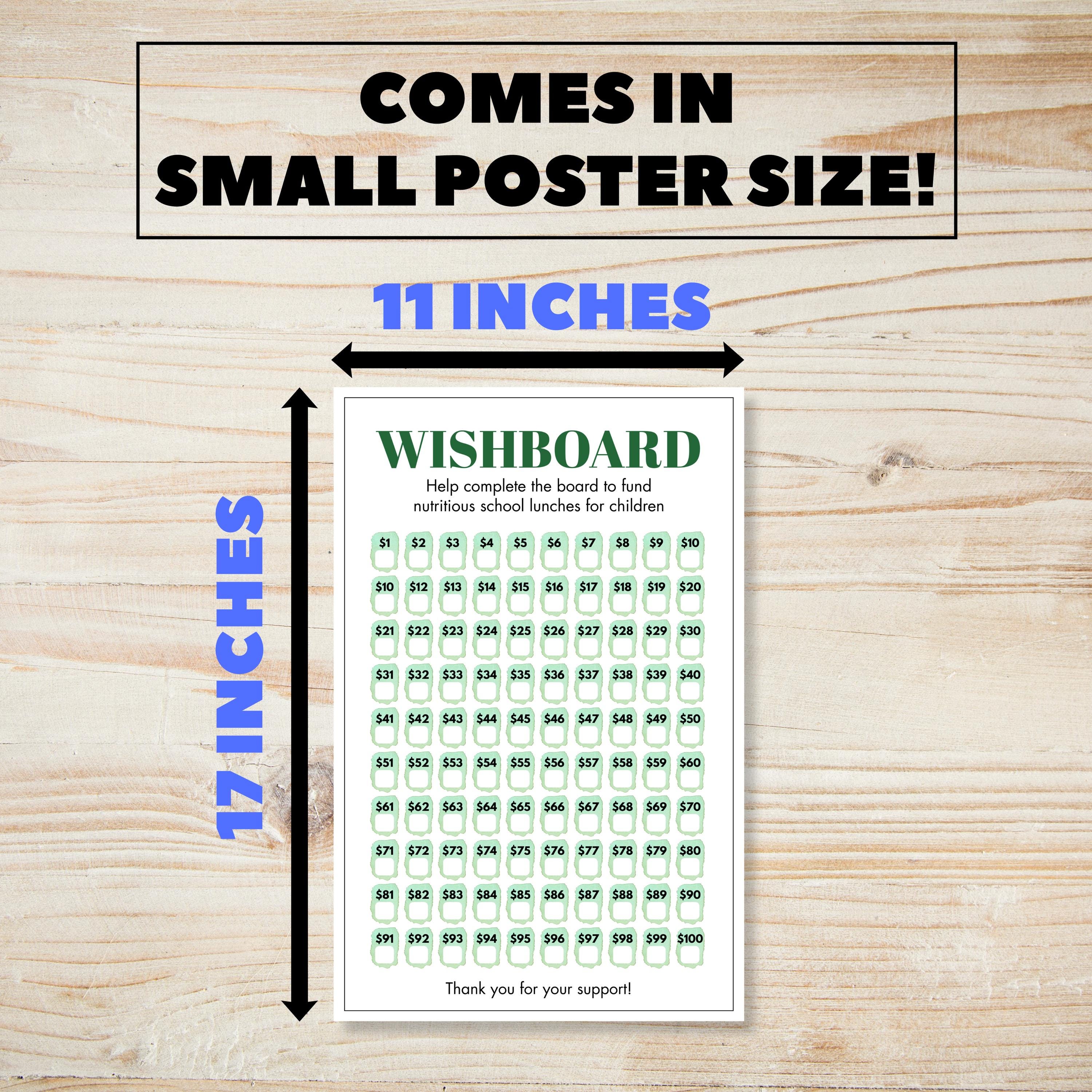 Editable Wish Board Fundraiser 11x17 Inches Small Poster, School Event ...
