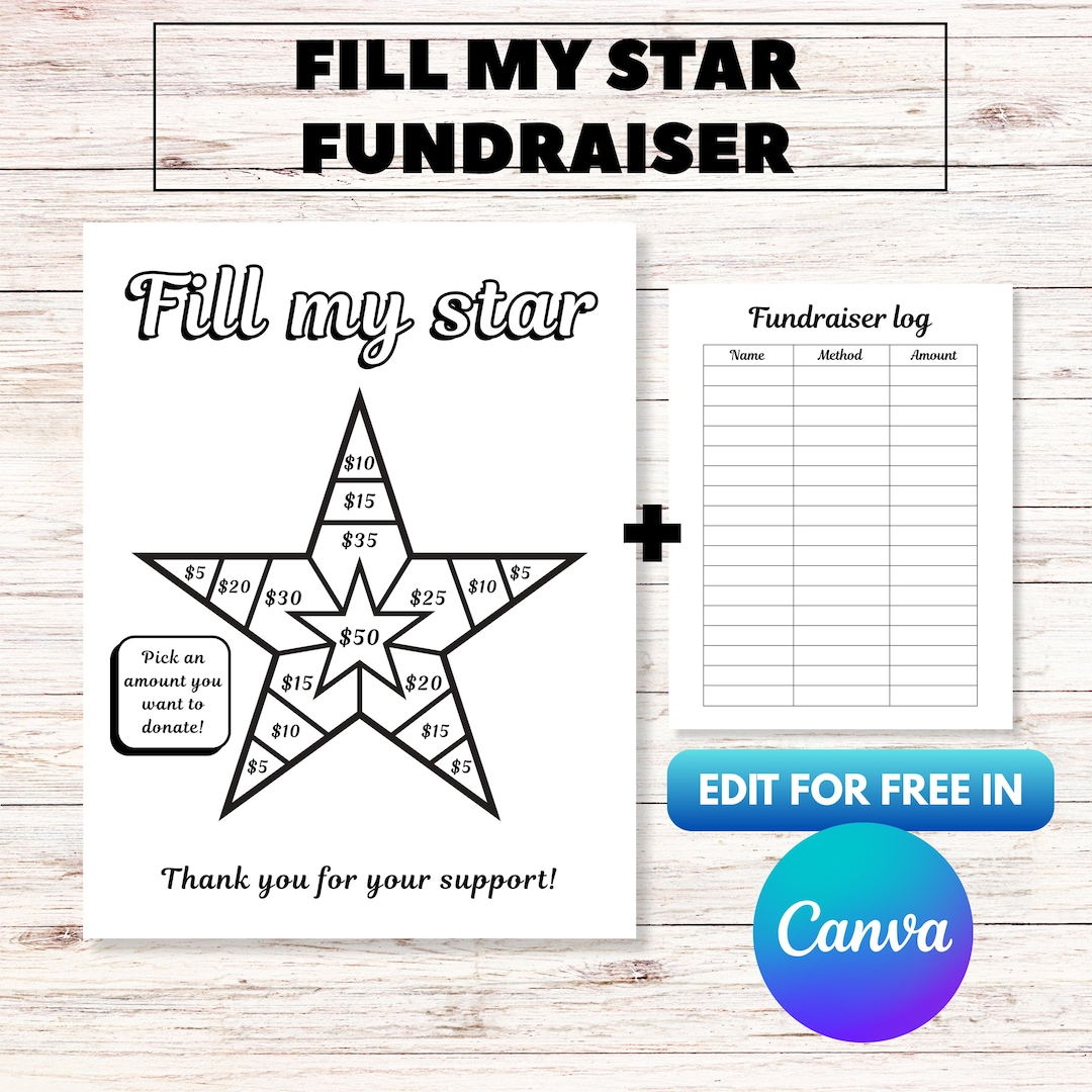 Editable Fill My Star Fundraiser, Canva Template, Team Fundraiser, PTO ...