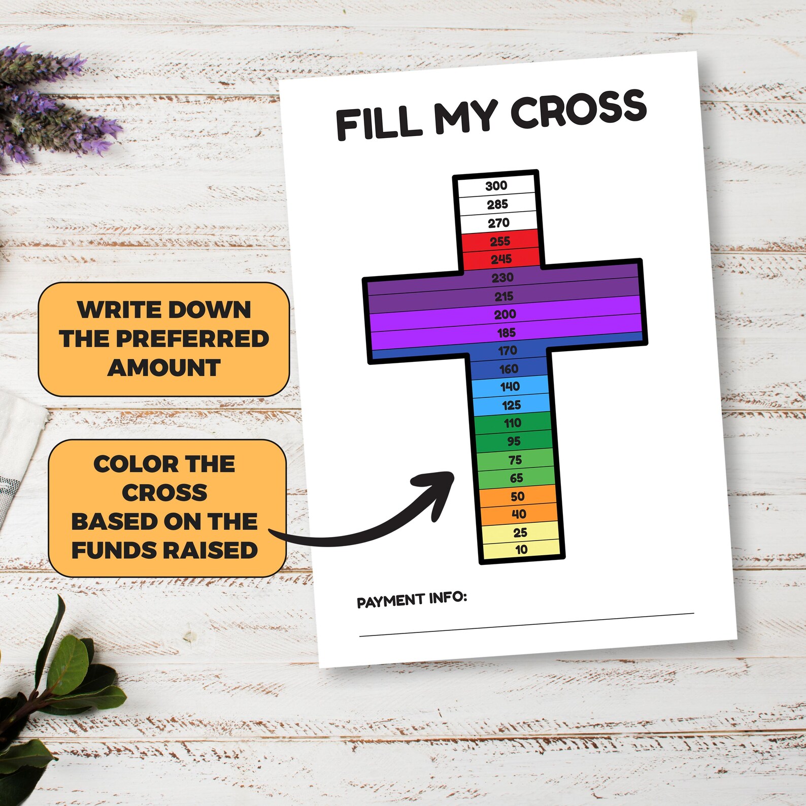Printable Fundraising Cross for Nonprofit, Fundraising Goal Cross, Fill ...