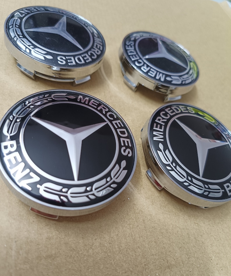 4x Mercedes Logo Hub Cap Black 60mm Center Wheel Rim Emblem - Etsy