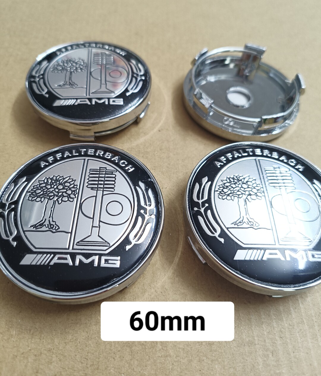 Lots of 4 Hub Caps Emblem Mercedes Logo Affalterbach Rims Wheel Center ...