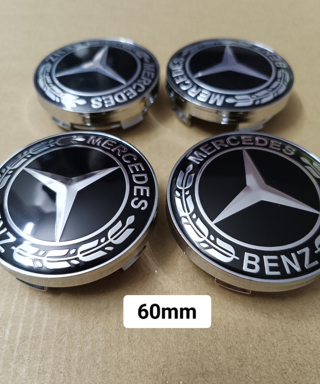 4x Mercedes Logo Hub Cap Black 60mm Center Wheel Rim Emblem New - Etsy