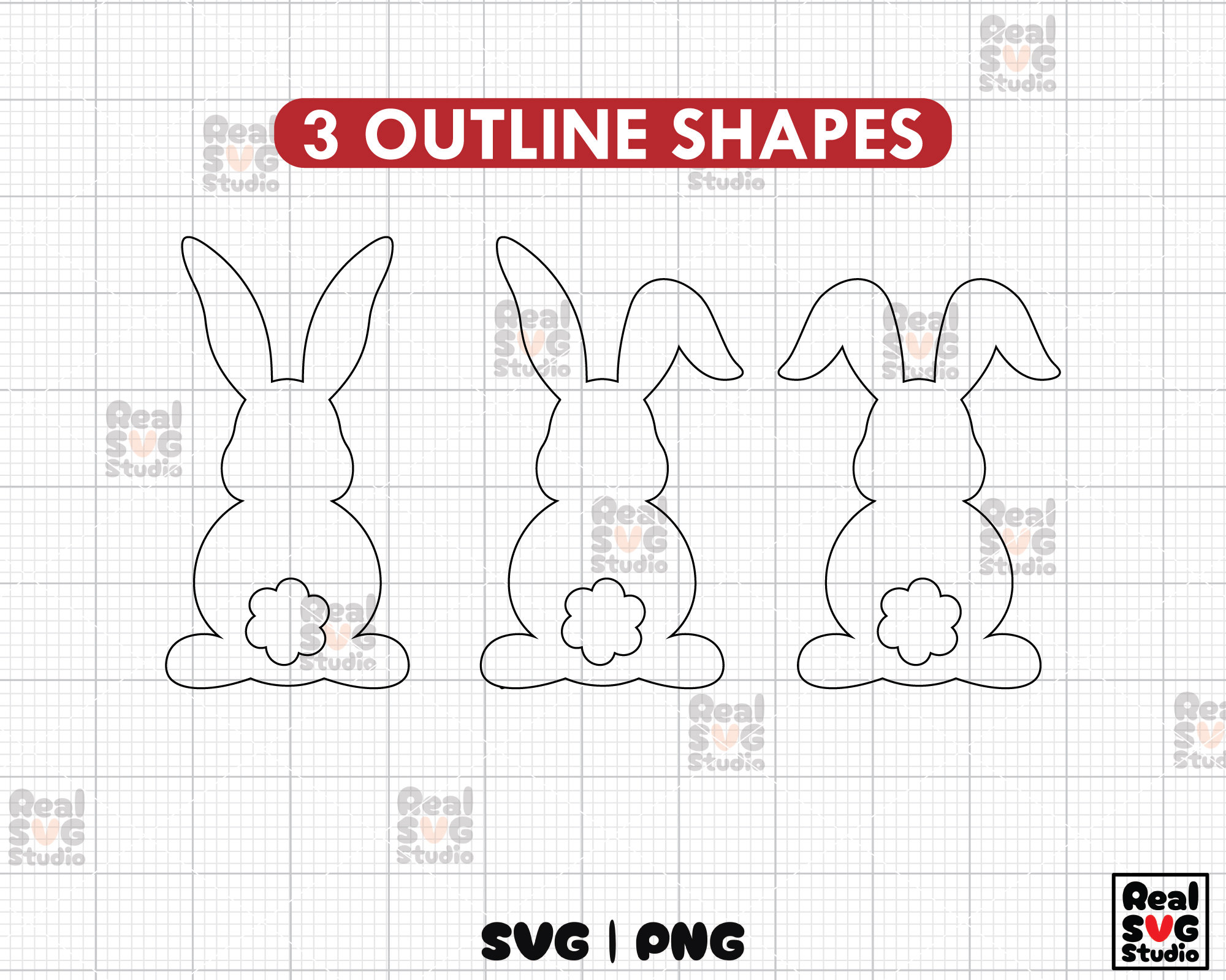 Bunny Silhouette SVG Bundle: Easter Rabbit Outline (digital Download ...