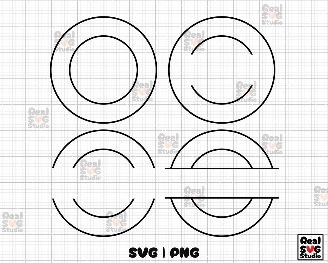 Double Circle Split Nameframe Bundle SVG PNG | Digital Download ...