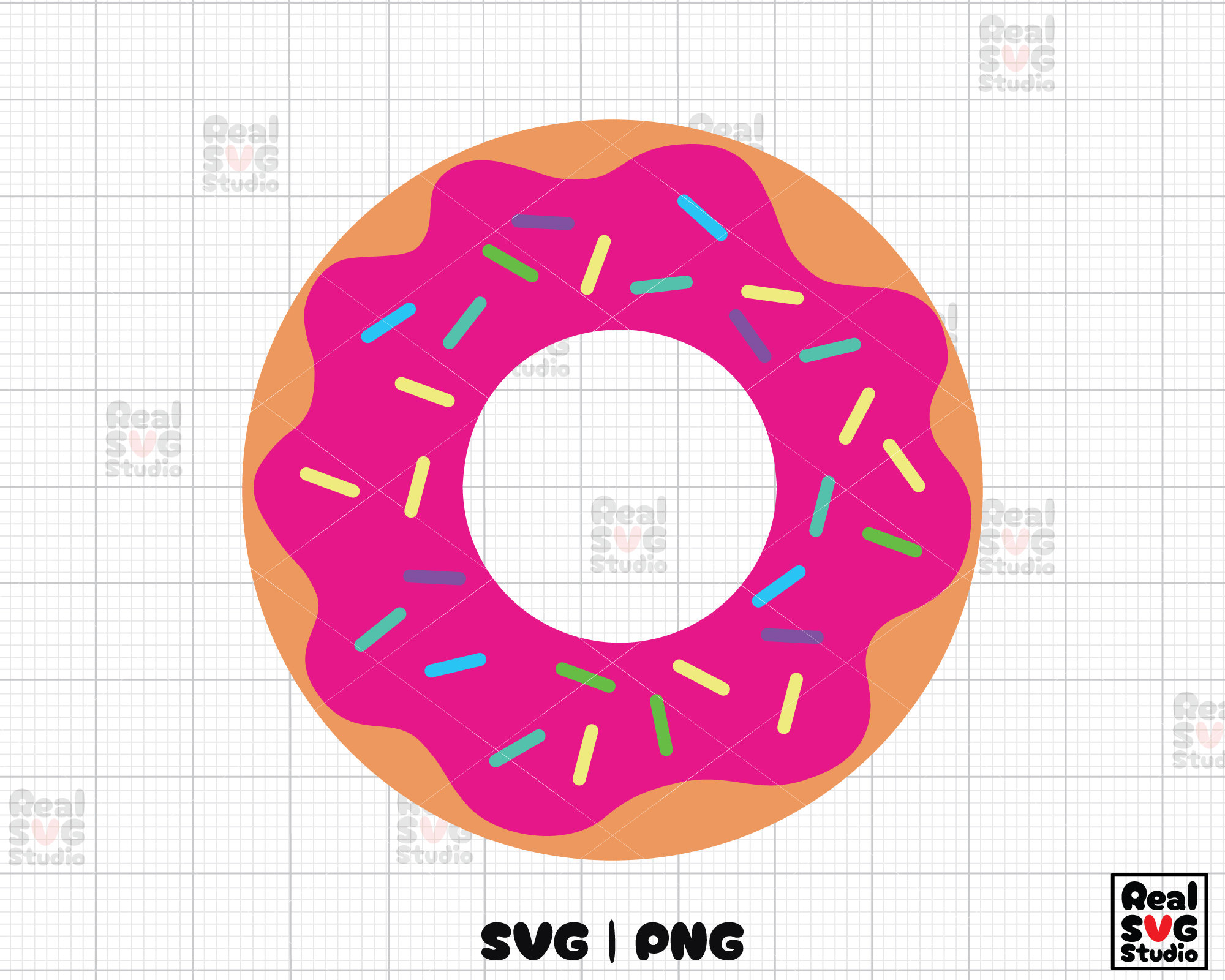 Donut SVG | Doughnut Svg | Donut PNG | Donut With Sprinkles | Pink ...