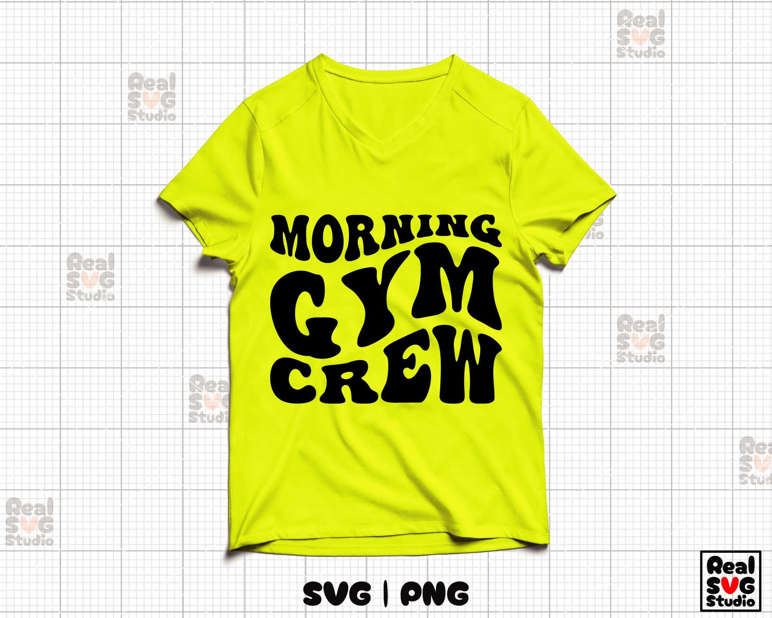 Morning Gym Crew SVG PNG: Wavy Stacked Letters, Workout Design (digital ...