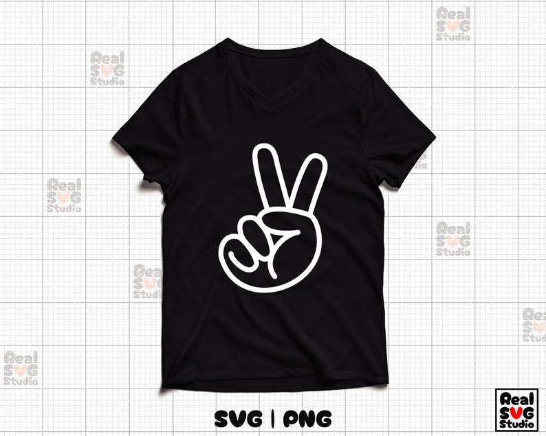 Peace Sign Hand SVG PNG: Two Finger Clipart, Vinyl Decal - Etsy