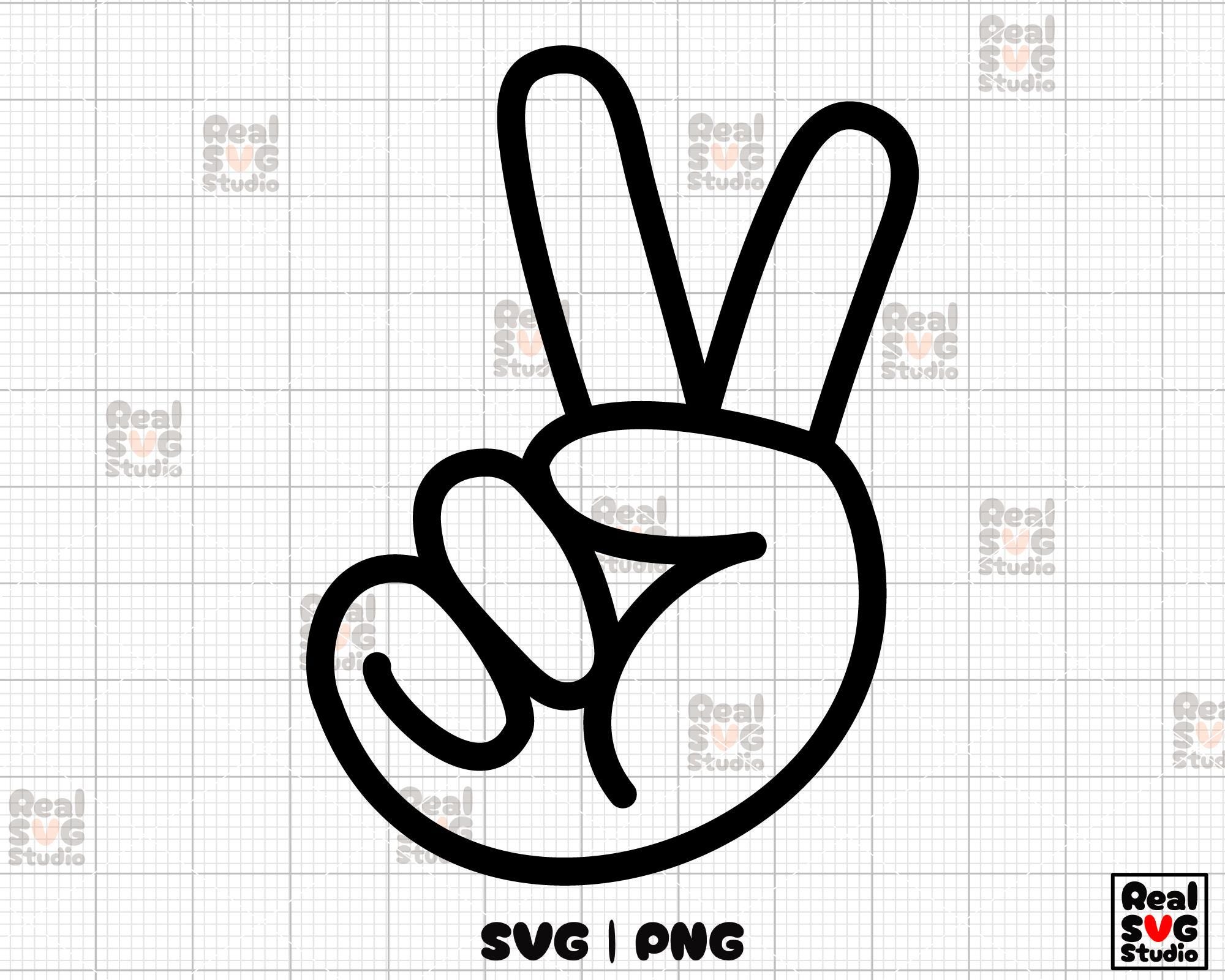 Peace Sign Hand SVG PNG: Two Finger Clipart, Vinyl Decal - Etsy