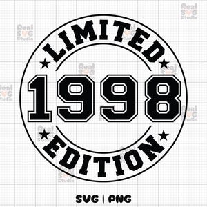 Limited Edition 1998 Birthday SVG PNG: Shirt Design Cut File (digital ...