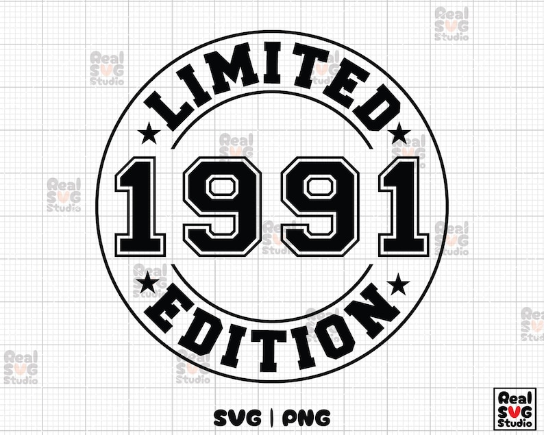 Limited Edition 1991 SVG, PNG Birthday Svg Est 1991 Shirt Svg Birthday ...