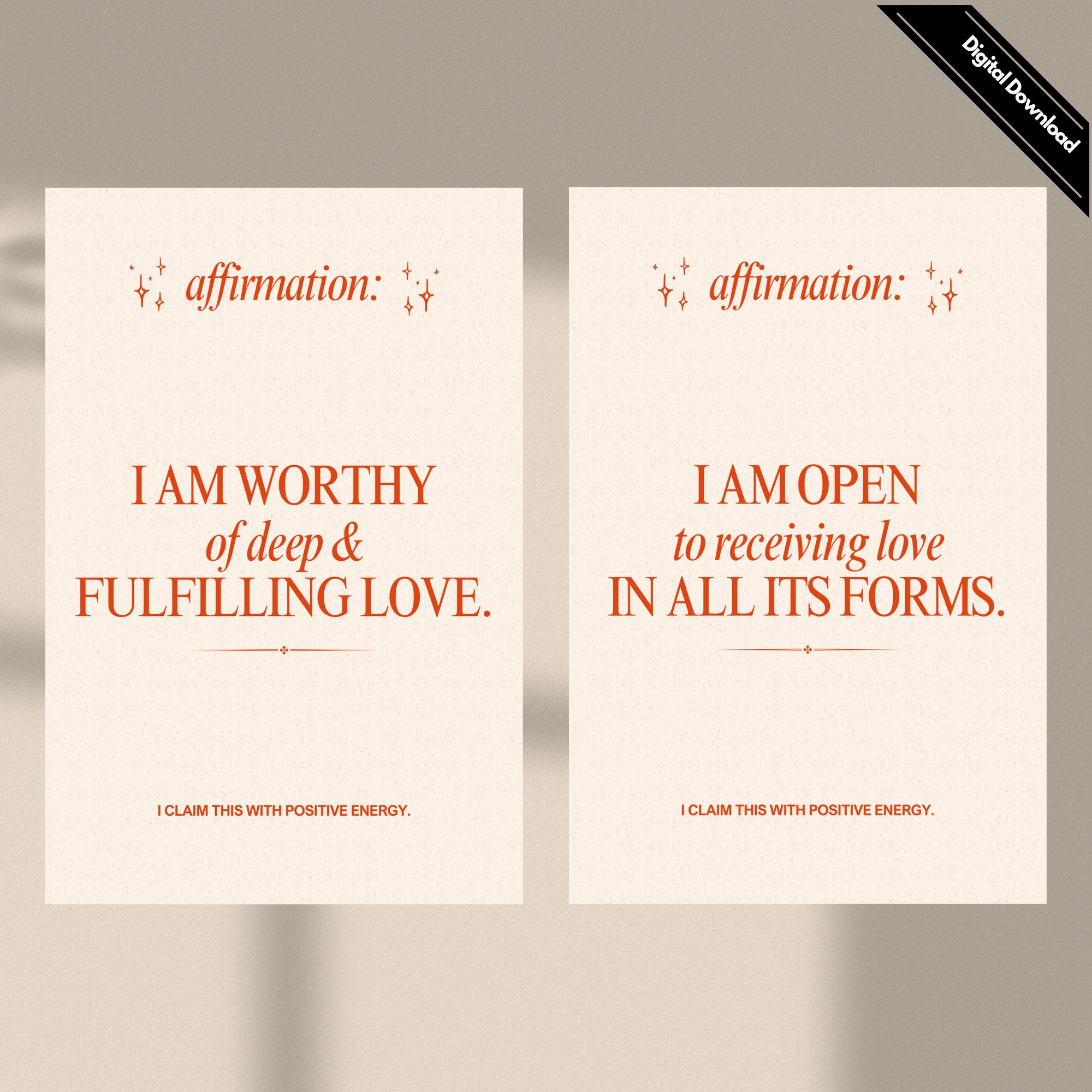 30 Editable True Love Affirmation Cards Template Editable in Canva PDF ...